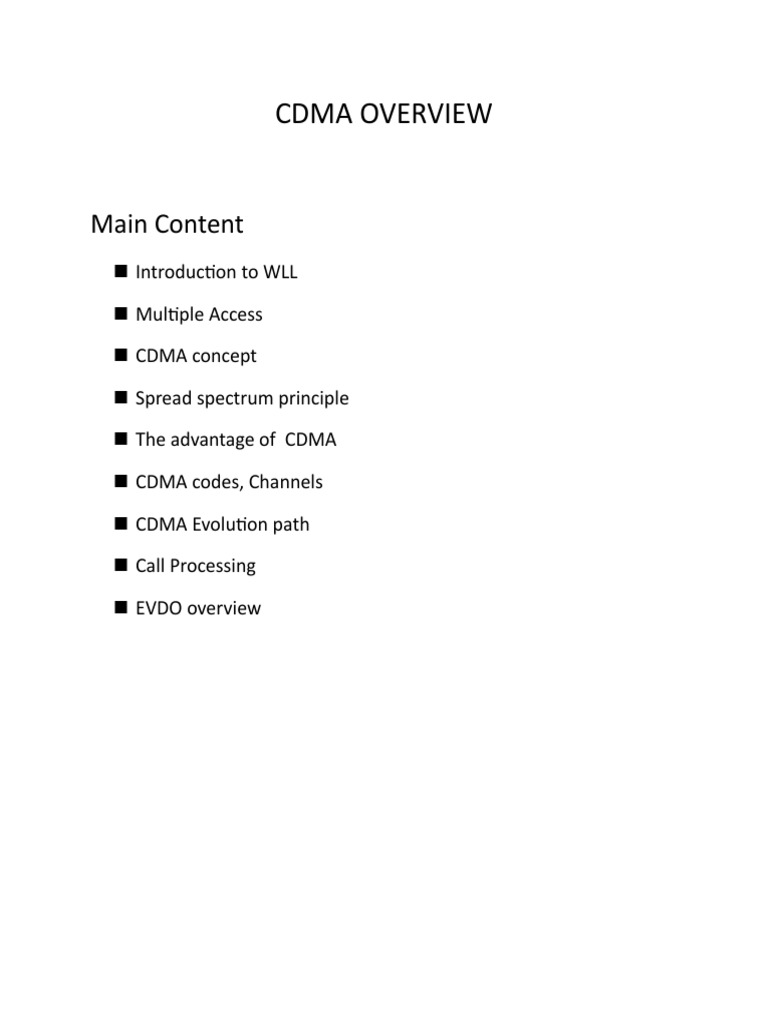 Cdma Overview: Main Content | PDF | Cellular Network | Channel Access Method