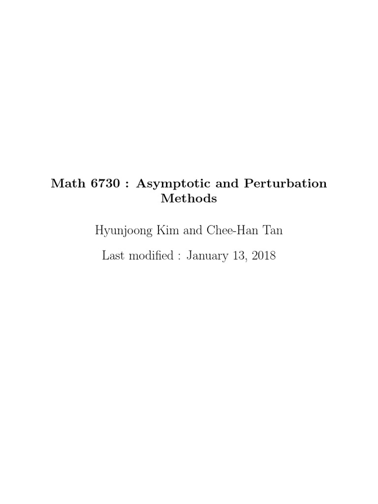 Asymptotic and Perturbation Methods | PDF | Asymptotic Analysis | Mathematical Analysis