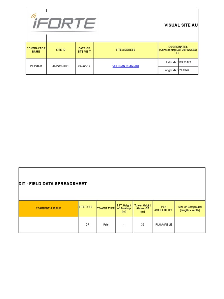 POEDJA Form - Mini-Audit Iforte (MCP Pole) | PDF | Geodesy | Geomatics