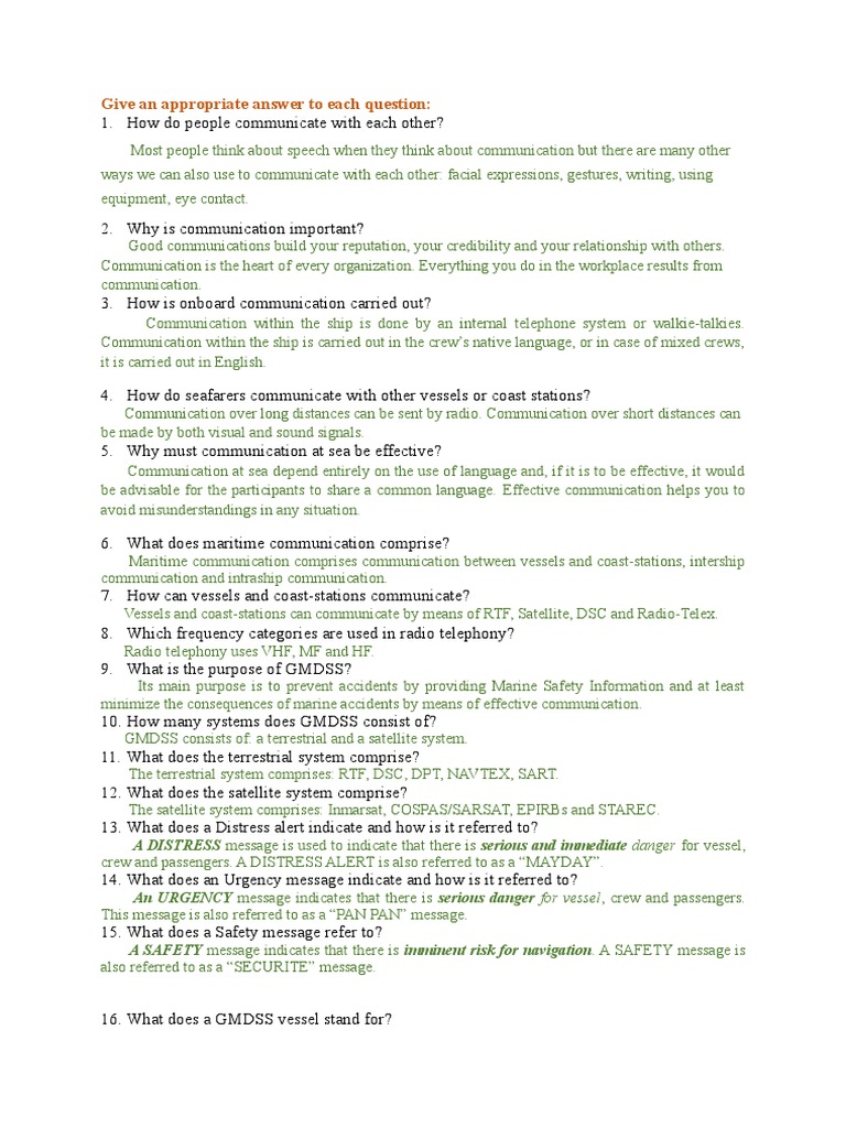 Give An Appropriate Answer To Each Question | PDF | Water Transport ...