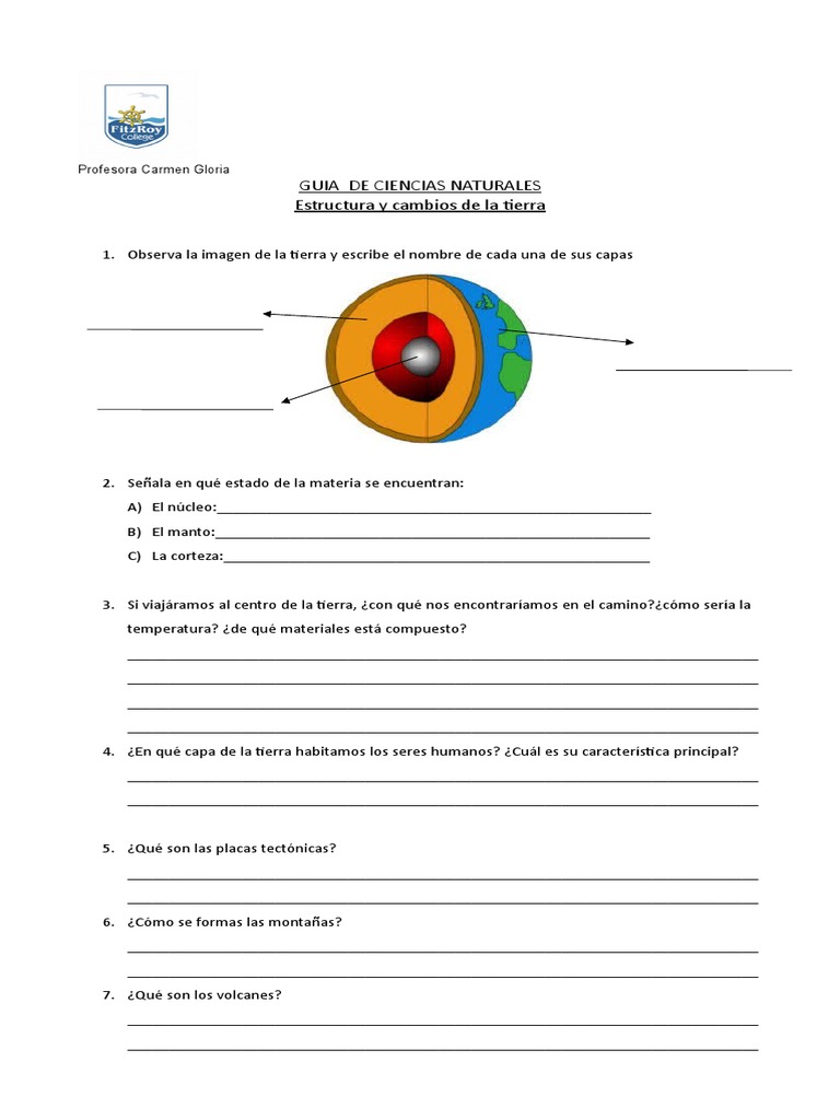 GUIA CIENCIAS NATURALES 4 Basico Estructura y Cambios de La Tierra ...