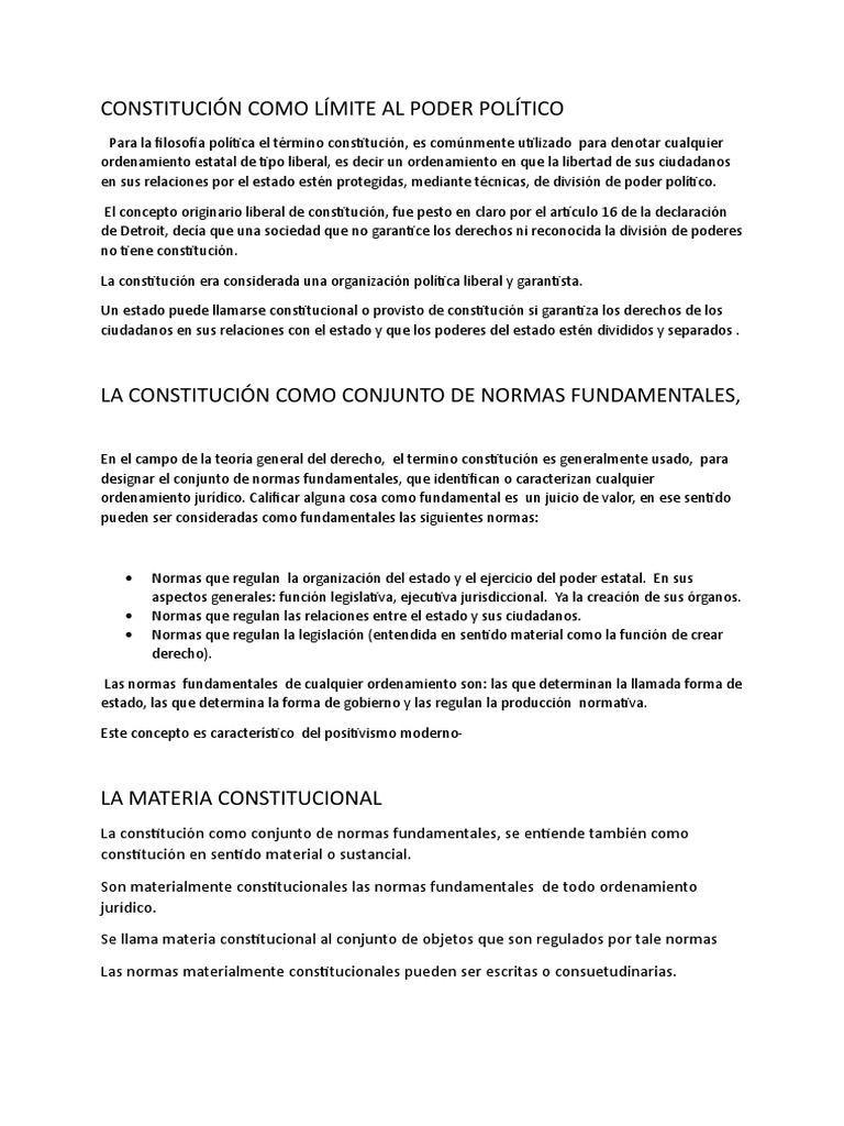 Constitución Como Límite Al Poder Político | PDF