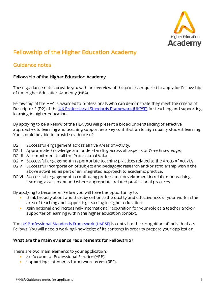 FHEA Guidance Notes For Applicants | PDF | Educational Assessment ...