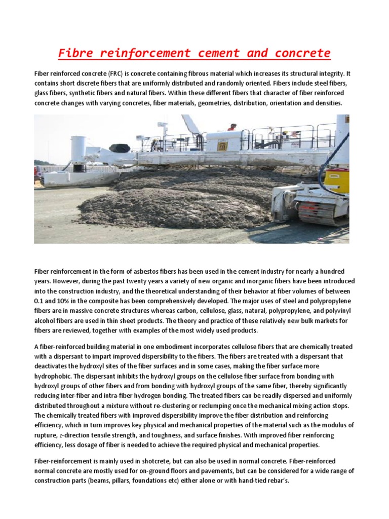 Fiber Reinforcement Cement and Concrete TP | PDF | Concrete | Building ...