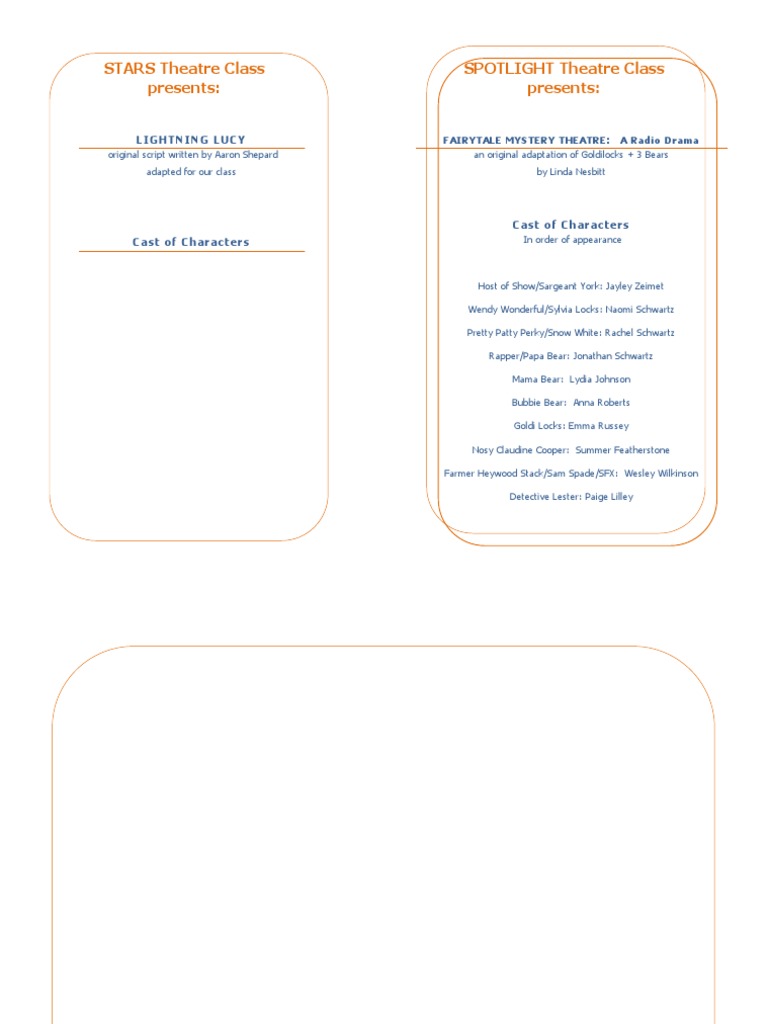 STARS & SPOTLIGHT Theatre Performances | PDF | Leisure