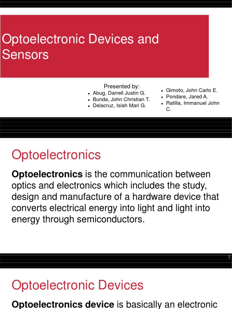 Optoelectronic Devices and Sensors: Presented by | PDF | Optical Fiber ...