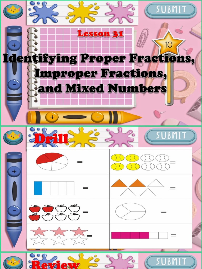 Lesson 31 - Identifying Proper, Improper and Mixed Number | PDF