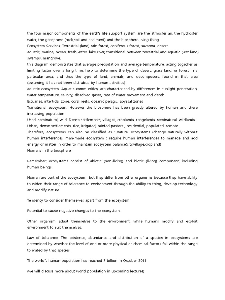The Four Major Components of The Earth | PDF | Aquatic Ecosystem ...
