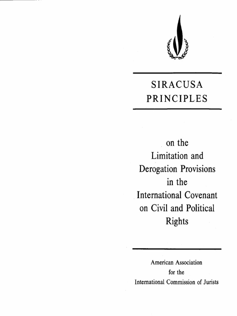 Siracusa Principles ICCPR Legal Submission 1985 Eng PDF | PDF | State ...