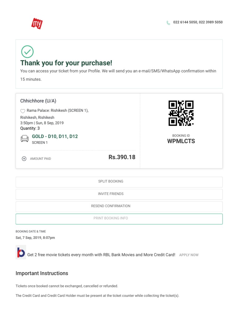 Movie Ticket Booking Confirmation | PDF | Finance & Money Management
