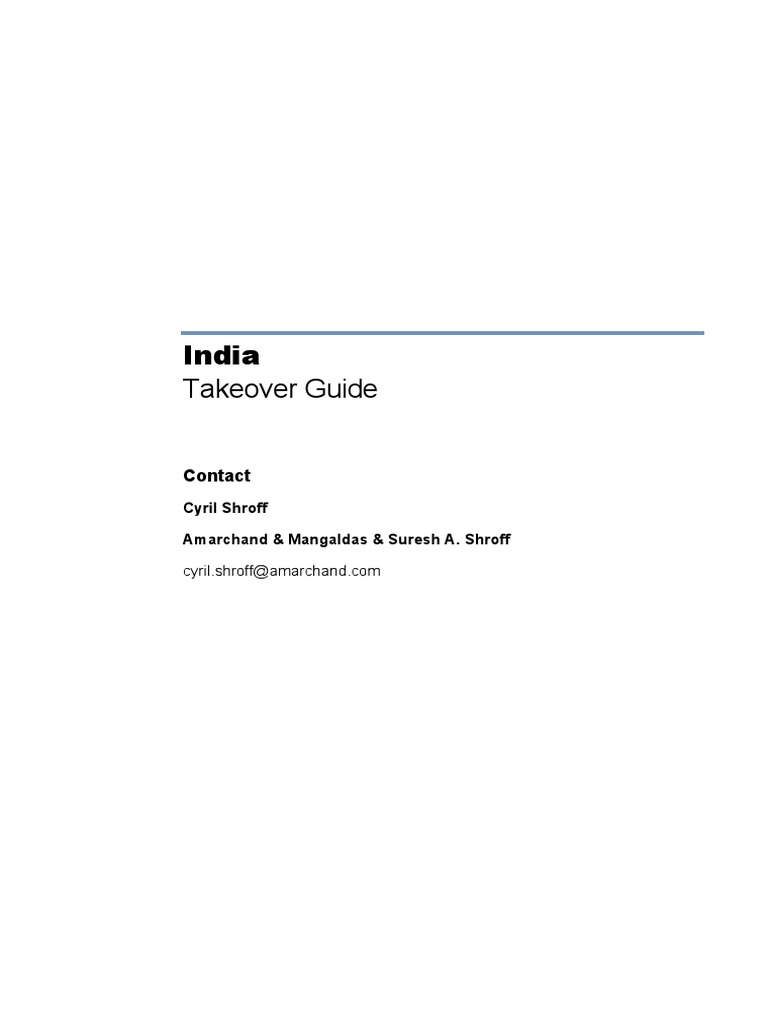 India Takeover Guide: Mandatory Tender Offers | PDF | Takeover | Mergers And Acquisitions