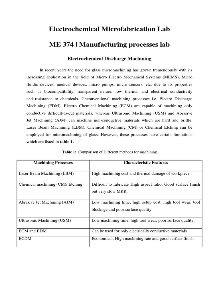 Electrochemical Microfabrication Lab | PDF | Microelectromechanical Systems | Machining