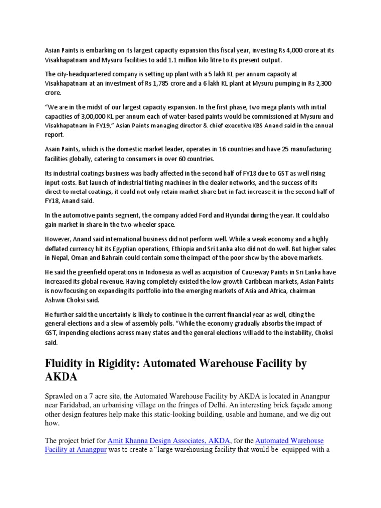 Fluidity in Rigidity: Automated Warehouse Facility by Akda | PDF ...