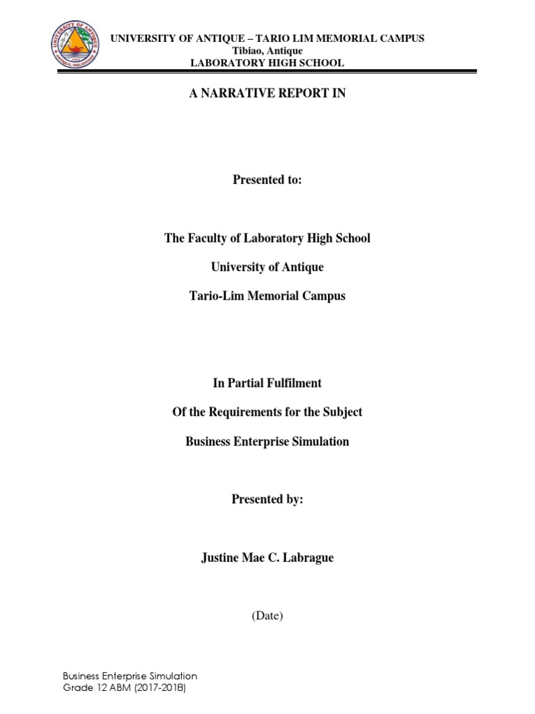 Narrative Report Sample LHS - Docx2 | PDF | Business Economics | Economies