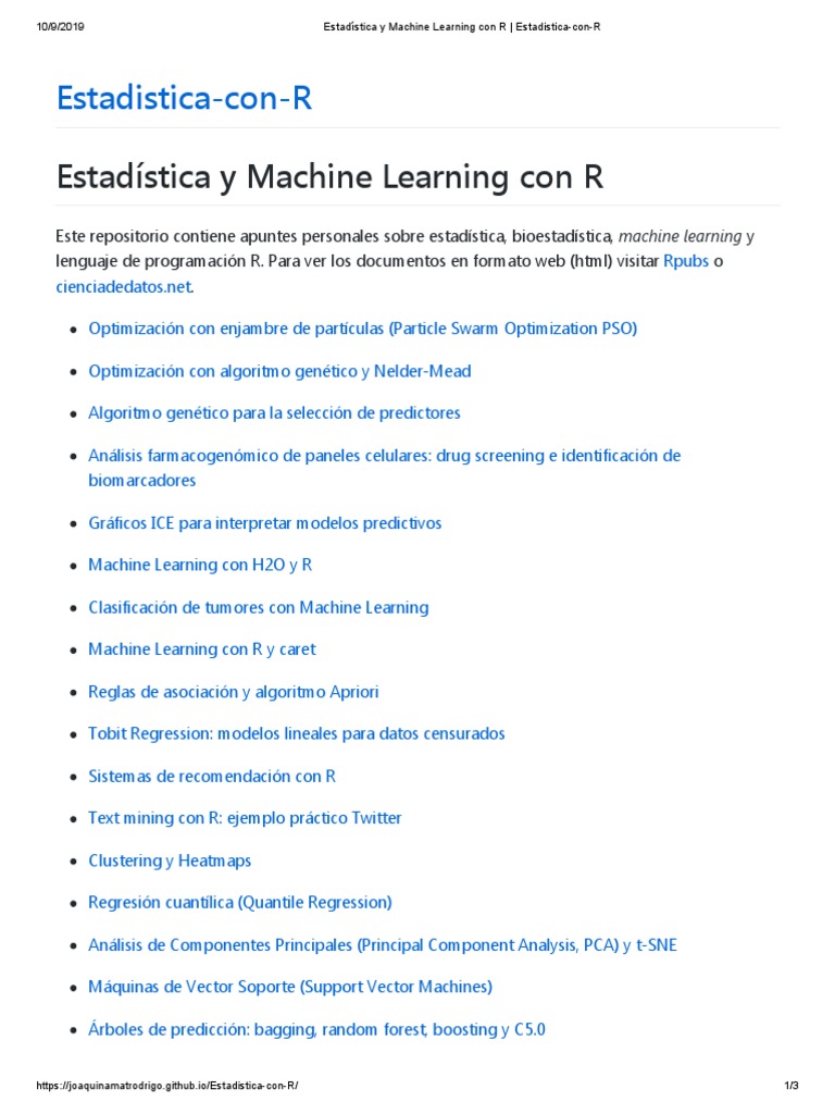 Estadística y Machine Learning Con R - Estadistica-con-R | PDF ...