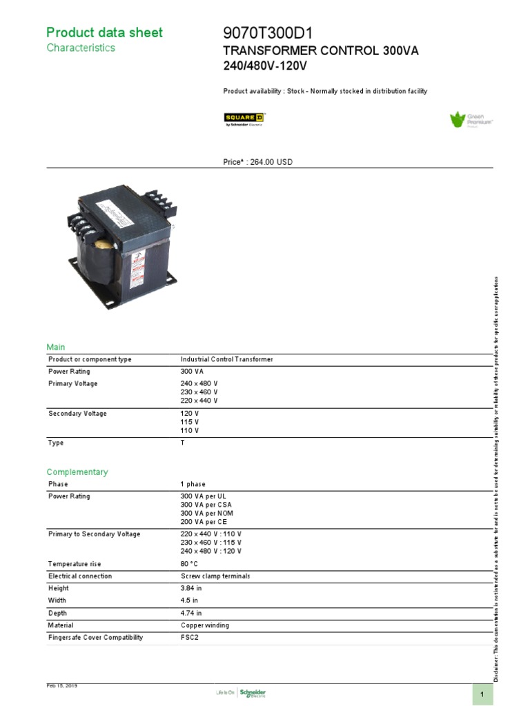 Industrial Control Transformers (Machine Tool) - 9070T300D1 | PDF ...