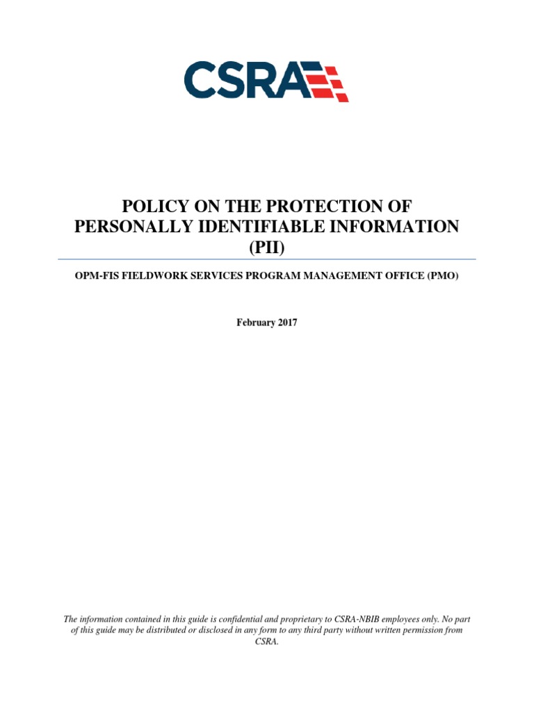 CSRA PII Protection Policy Guide | PDF | Personally Identifiable ...
