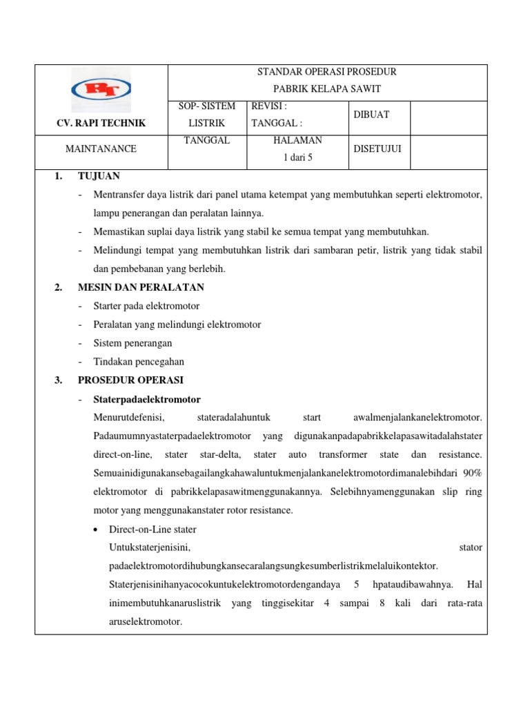 SOP Listrik | PDF
