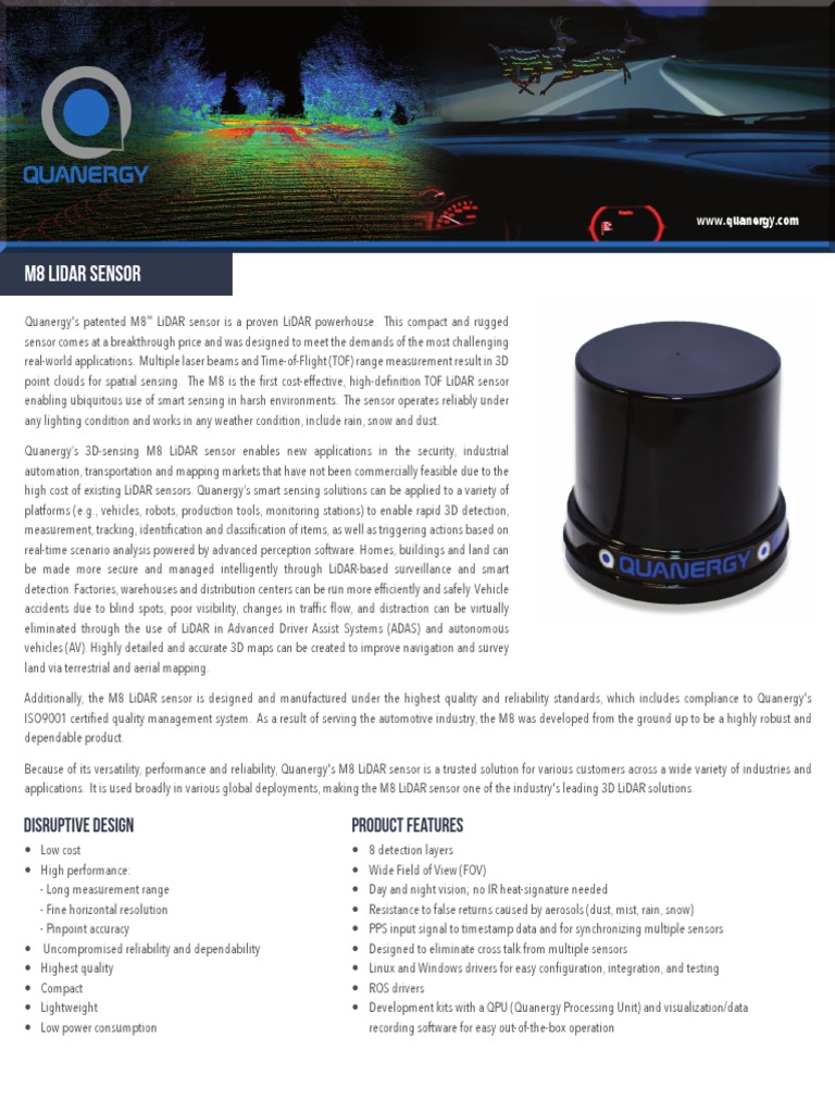LIDAR Sensor Data Sheet | PDF | Lidar | Field Of View
