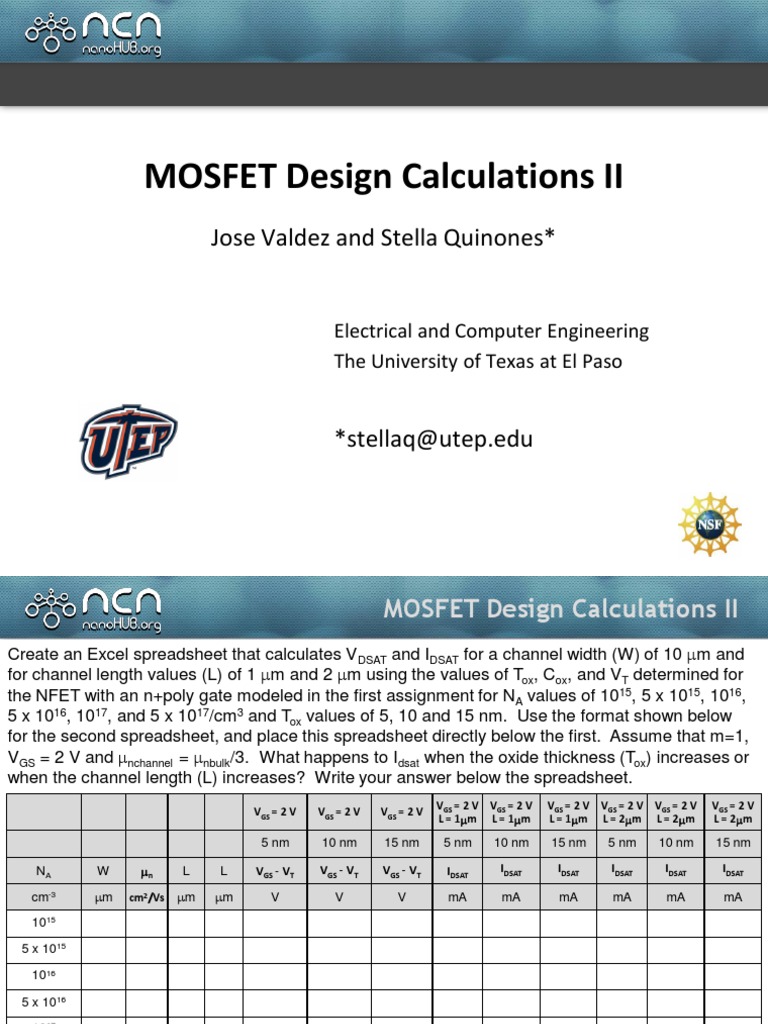 MOSFET Design Calculations Guide | PDF