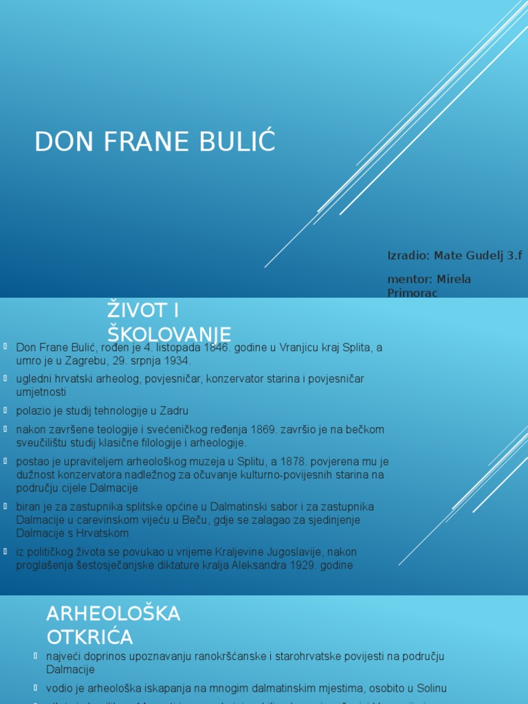 Don Frane Bulić Prezentacija | PDF
