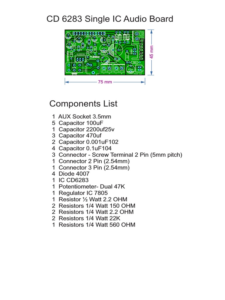 ELECTROINDIA - CD 6283 IC Audio Board PDF | PDF