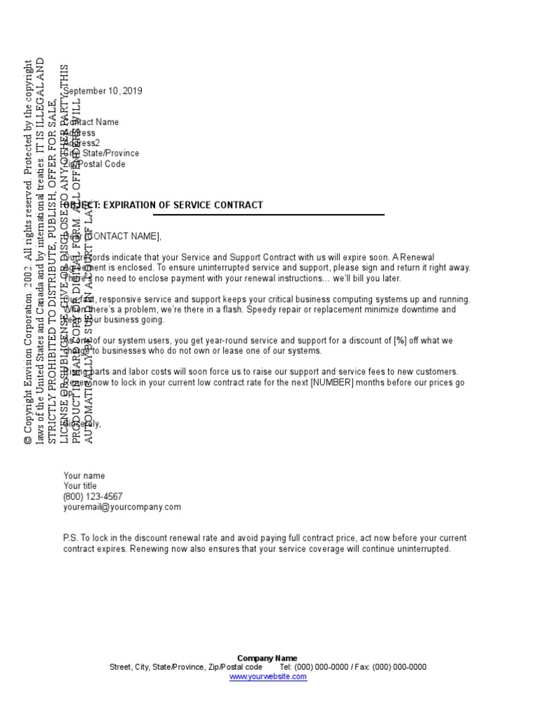 Expiration of Service Contract | PDF | Copyright | License
