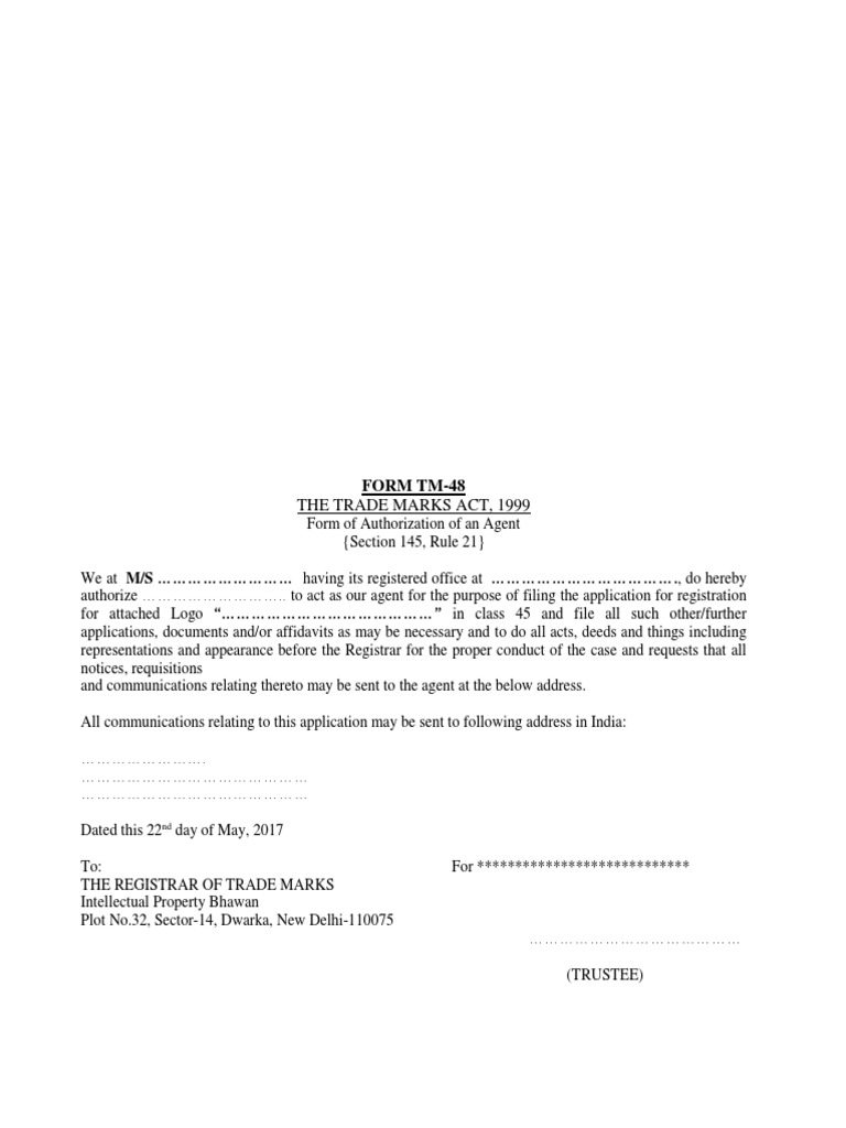 Trademark Form 48 | PDF | Trademark | Law And Economics