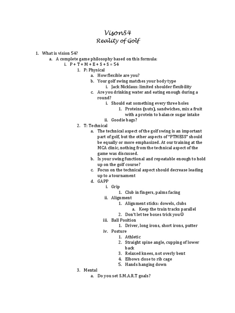 Vision54: Golf Performance Essentials | PDF | Golf Stroke Mechanics ...