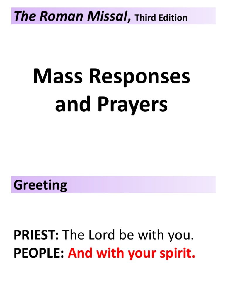The Roman Missal,: Mass Responses and Prayers | PDF | God The Father ...