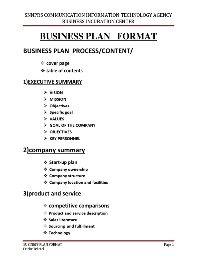 Business Plan Processformat | PDF