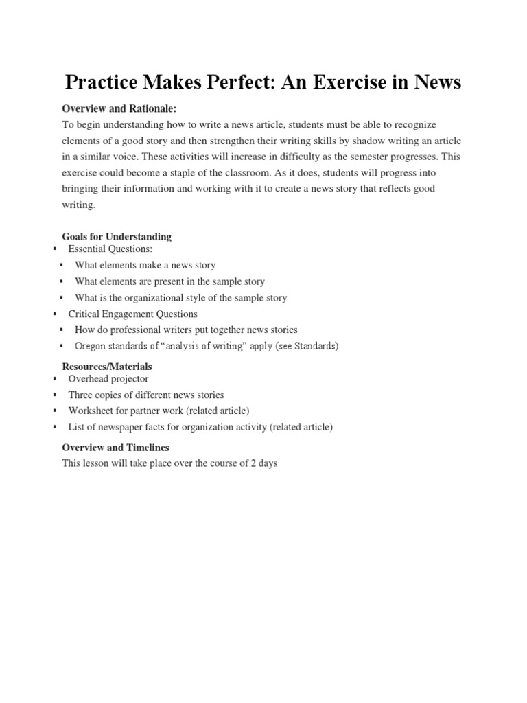 Practice Makes Perfect | PDF | News | Teachers