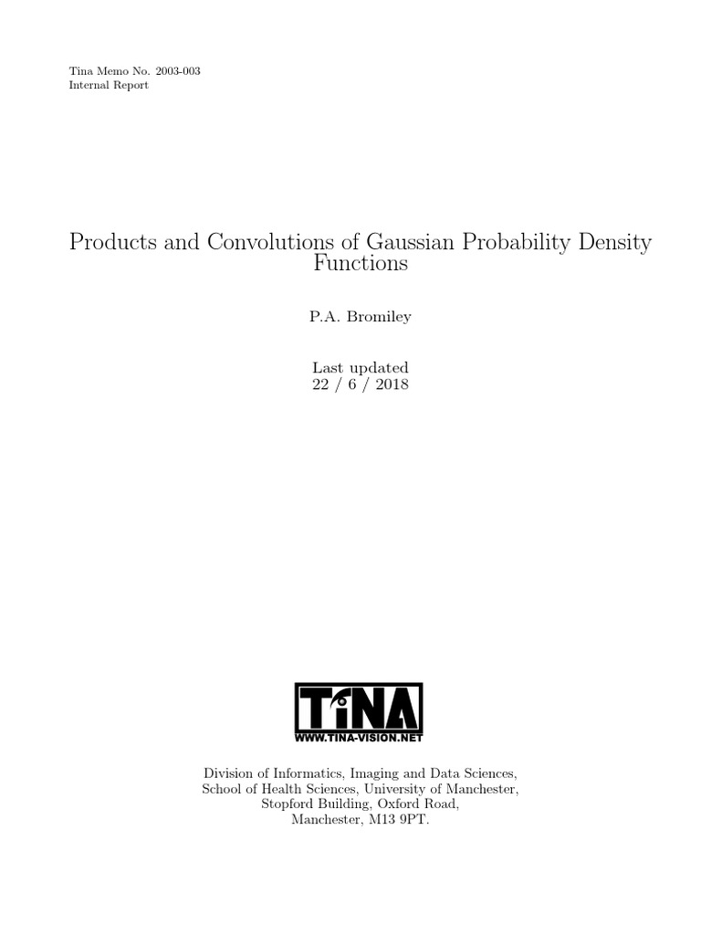Products and Convolutions of Gaussian Probability Density Functions ...