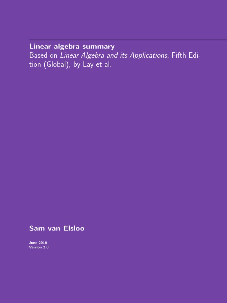 Linear Algebra Summary | PDF | Eigenvalues And Eigenvectors | System Of ...