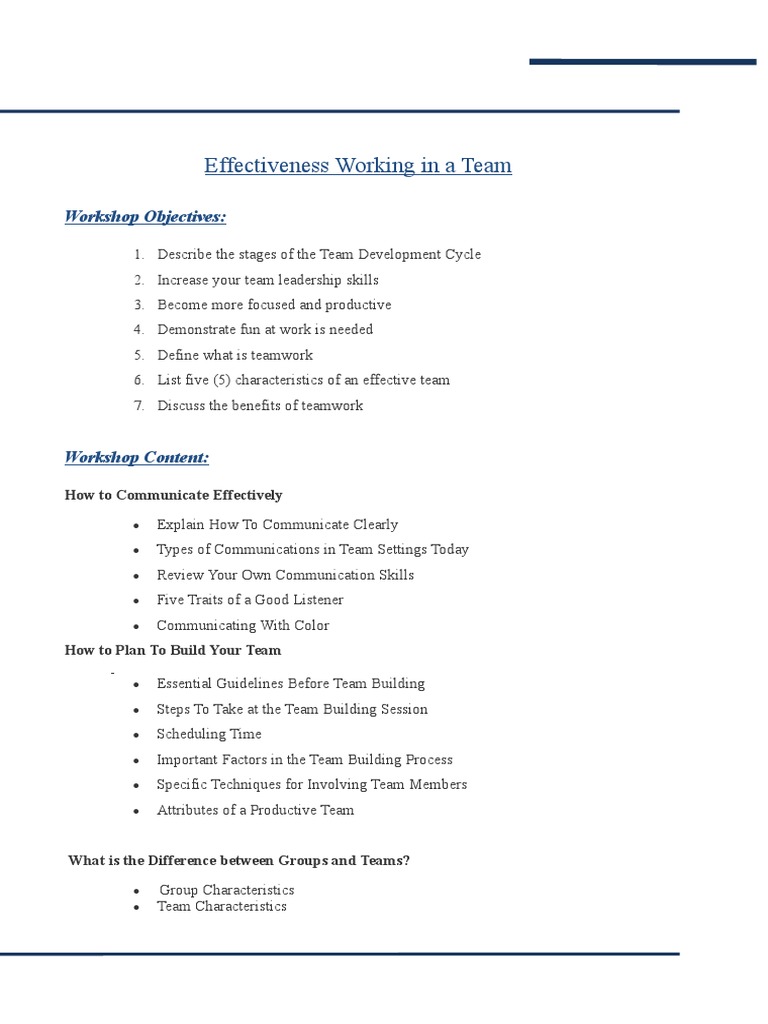 Effectiveness Working in A Team 1 | PDF