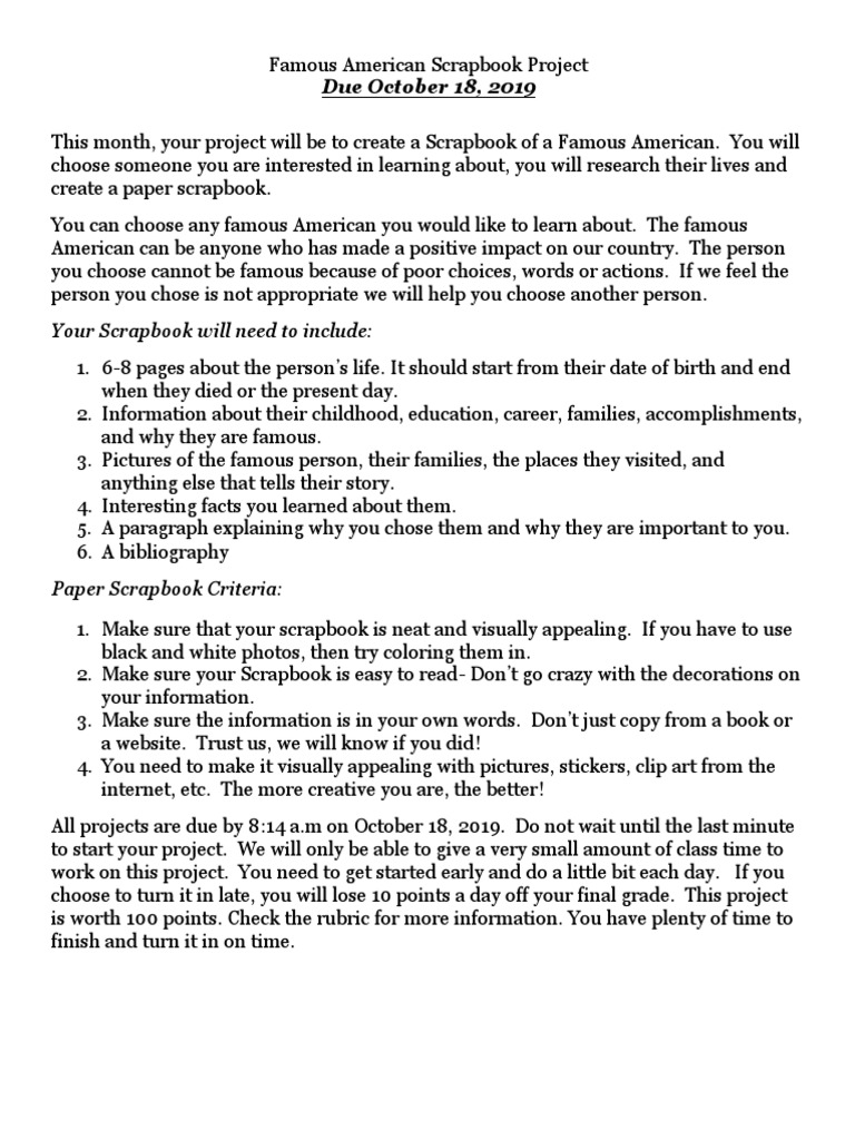 Famous American Scrapbook Project | PDF | Scrapbooking