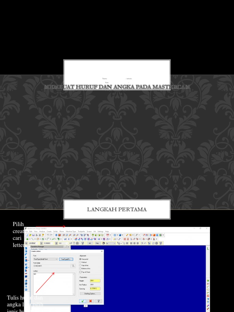 Membuat Huruf Menggunakan Mastercam | PDF