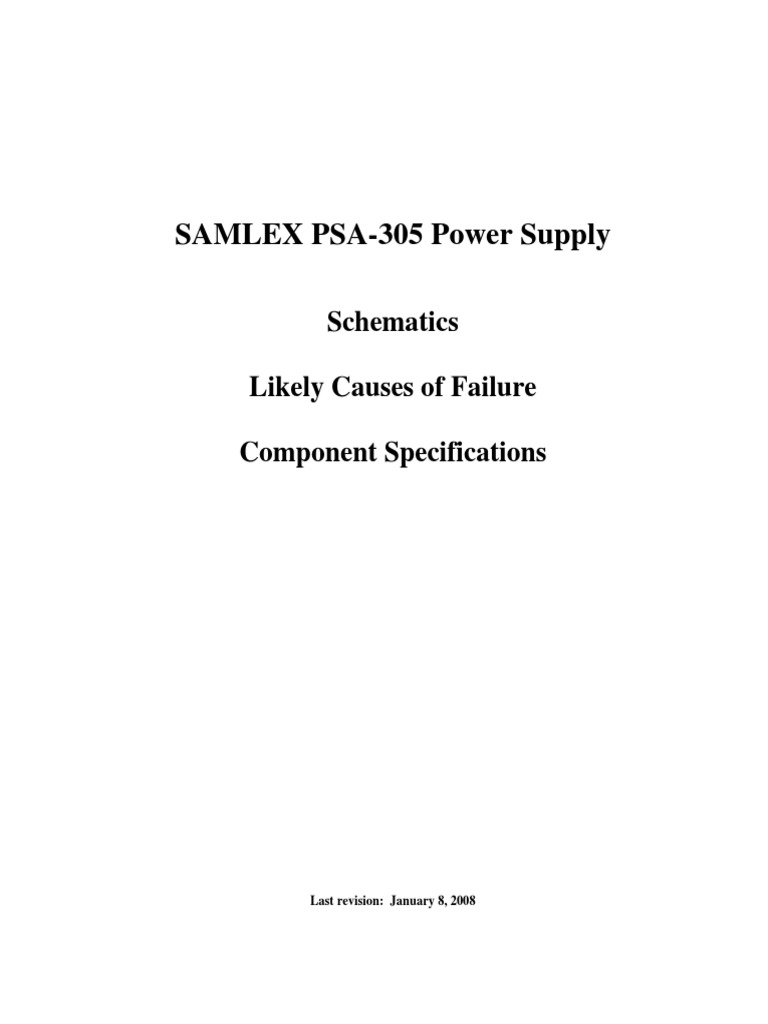SAMLEX PSA-305 Power Supply: Schematics Likely Causes of Failure ...
