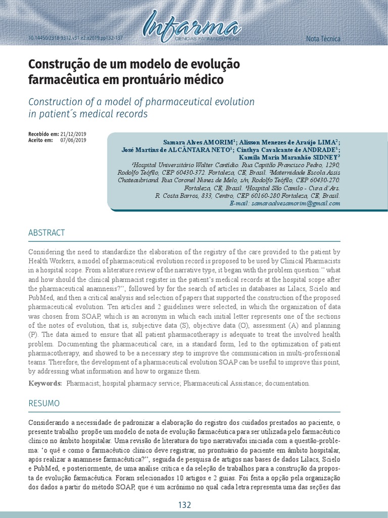 Metodo SOAP Para Evoluçao Farmaceutica | Pharmacy | Health Care
