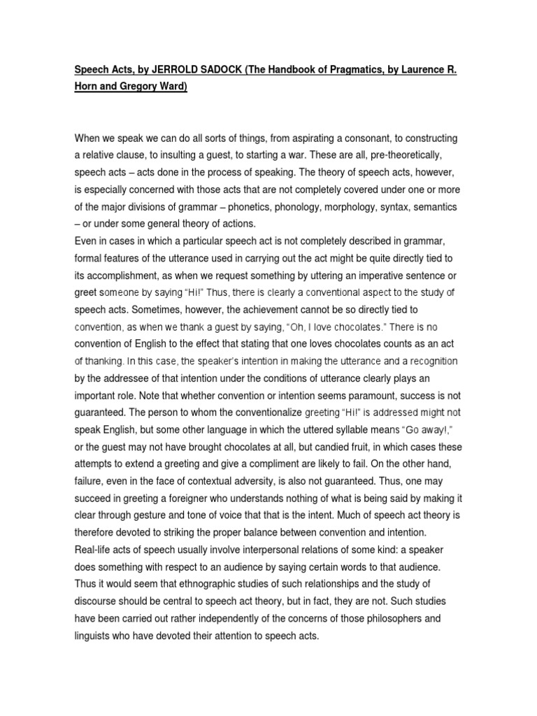 Speech Act Theory | PDF | Syntax | Epistemology