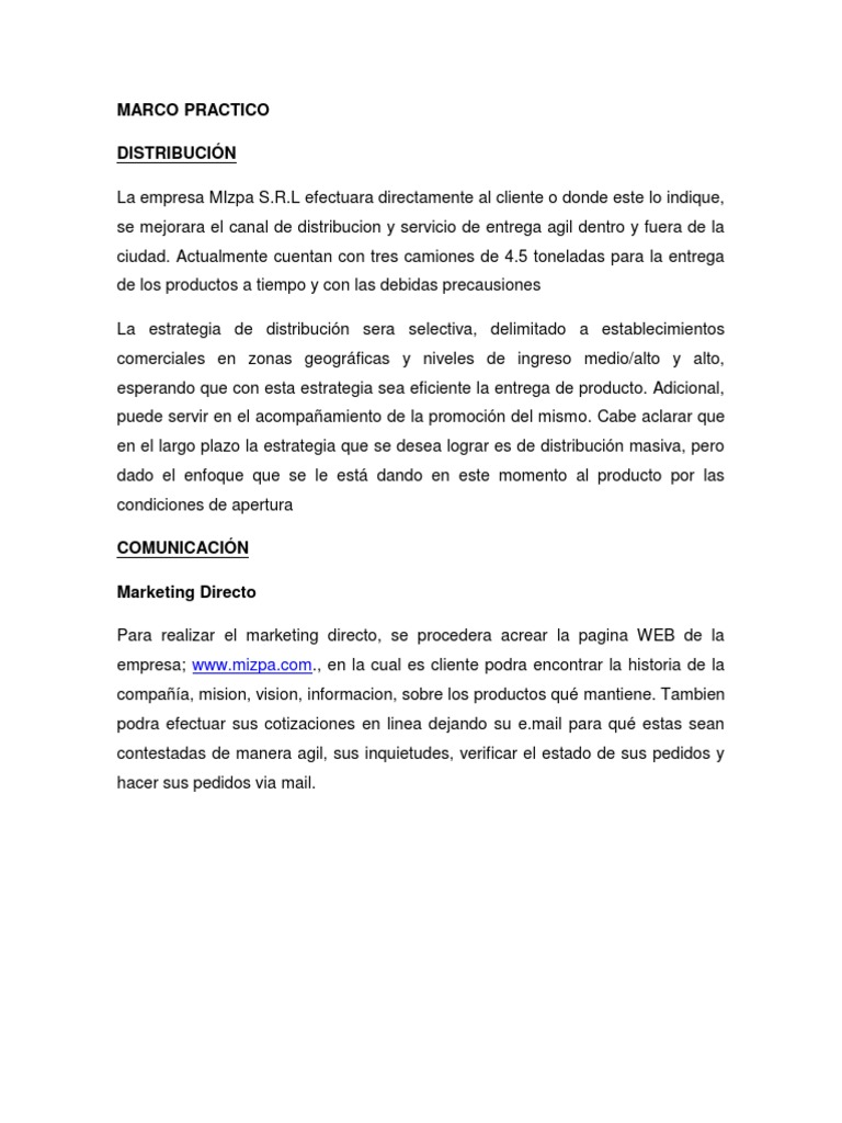 Marco Practico Distribucion | PDF