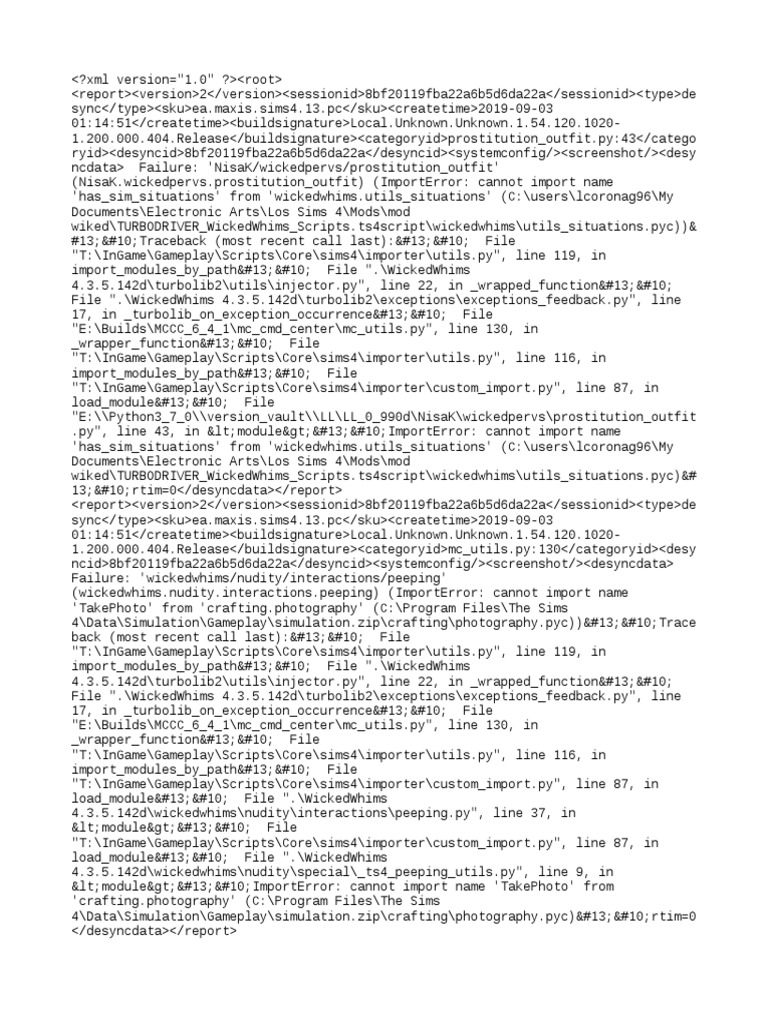 Import Errors in WickedWhims and MCCC Mods Causing Desync Issues in The Sims 4 | PDF | Computing ...
