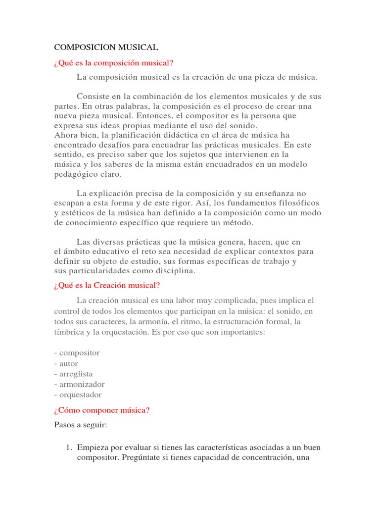 Composicion Musical | PDF | Composiciones Musicales | Armonía