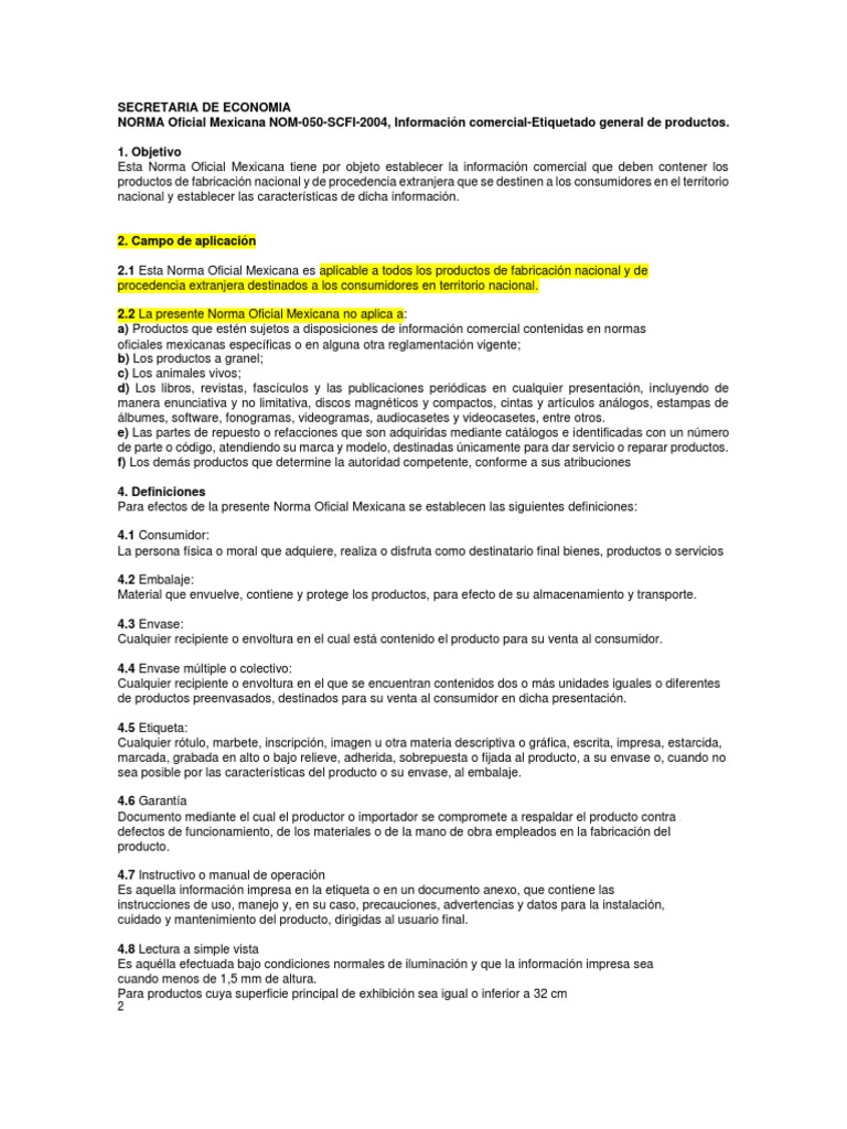 Nom-050-Scfi-2004 | PDF | Póliza de seguros | Los consumidores