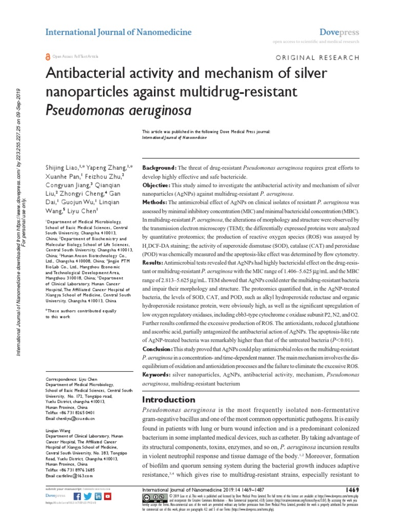 Ijn 191340 Antibacterial Activity and Mechanism of Silver Nanoparticles ...