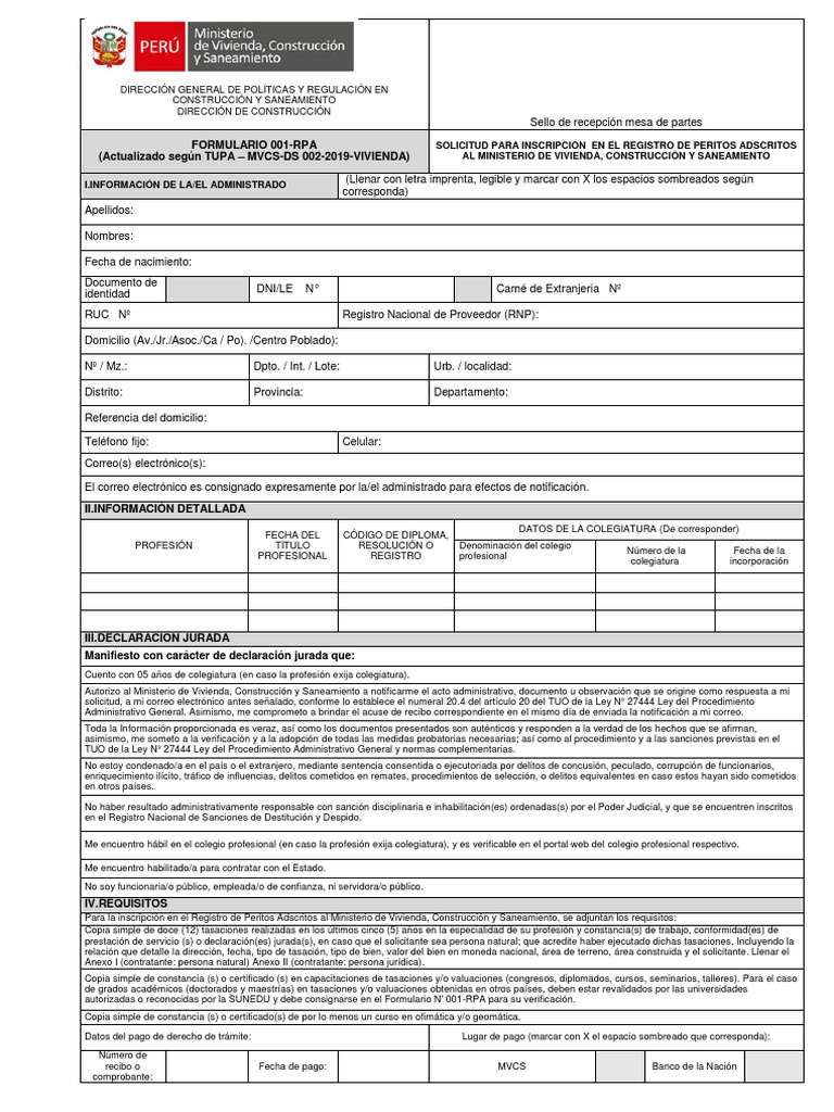 Formulario RPA DC | PDF | Valoración empresarial | Corrupción política