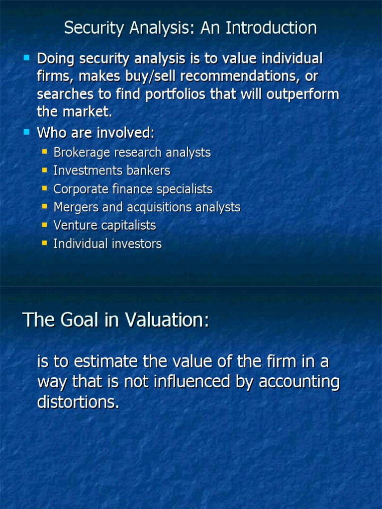 01 Security Analysis | PDF | Financial Analyst | Valuation (Finance)