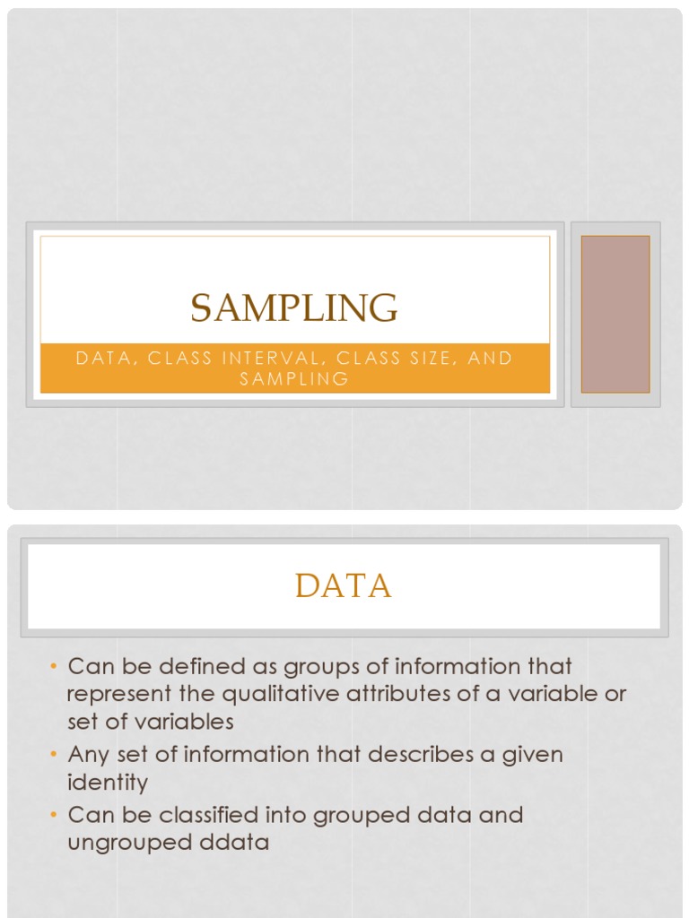 Sampling: Data, Class Interval, Class Size, and Sampling | PDF