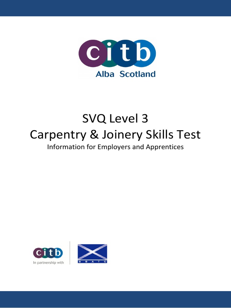 SVQ Level 3 Carpentry & Joinery Skills Test Guide | PDF ...