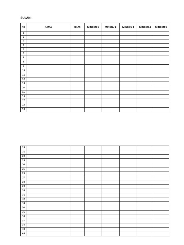 Format Absensi Ekstrakurikuler Siswa | PDF